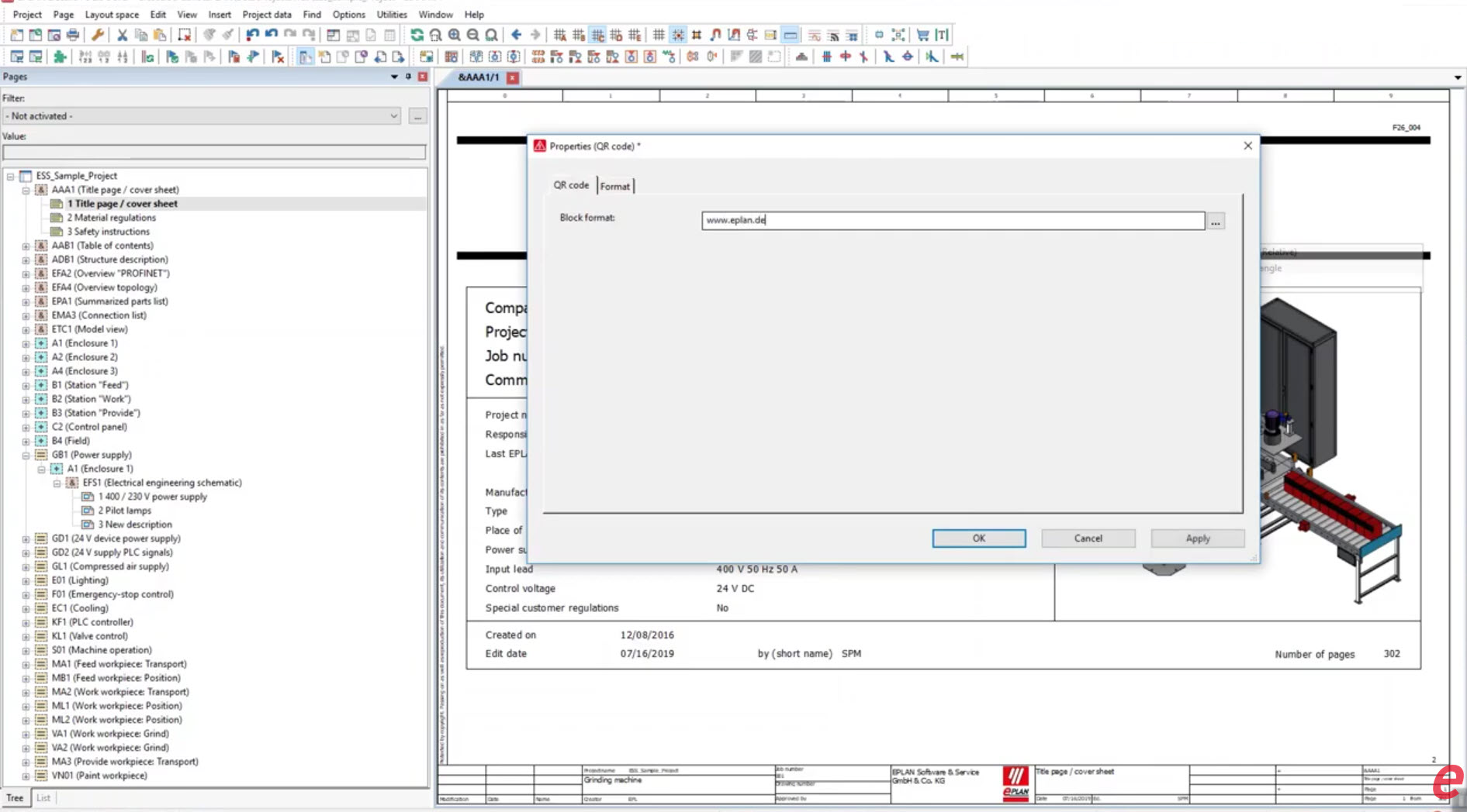 How to generate and place QR codes in EPLAN project pages